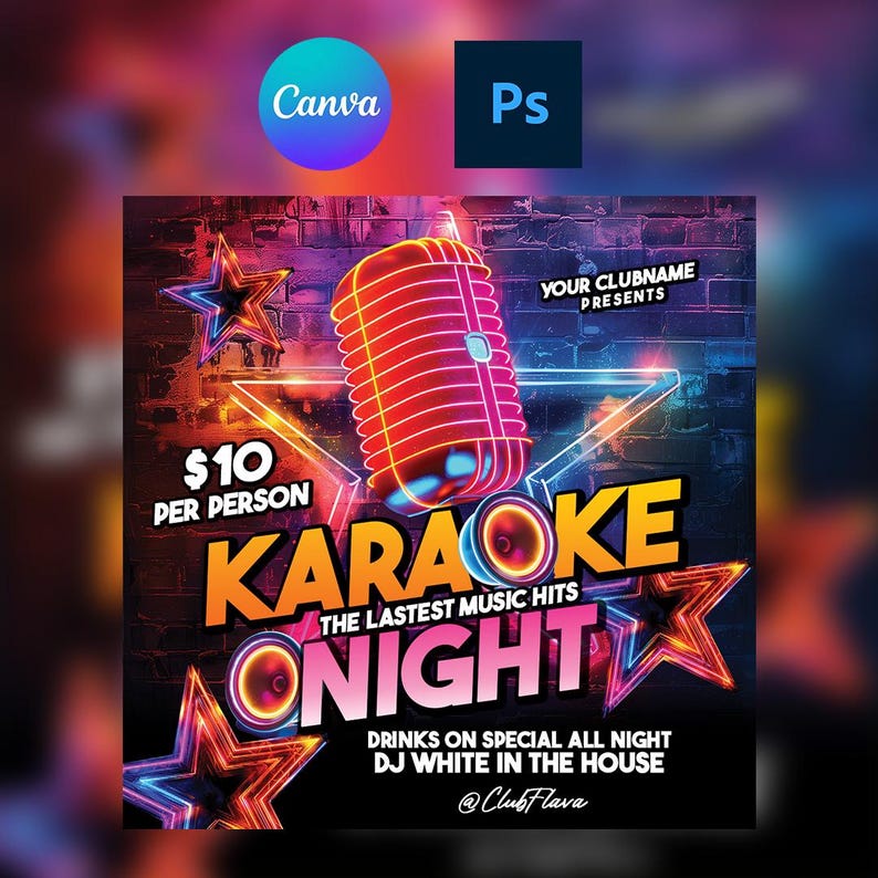 Editable Karaoke Flyer Template, Karaoke Night, Karaoke, Club, R&B ...