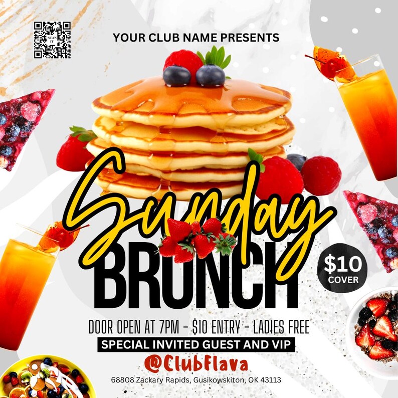 Editable Brunch Sunday Flyer, Sunday Brunch Flyer, Restaurant Flyer ...