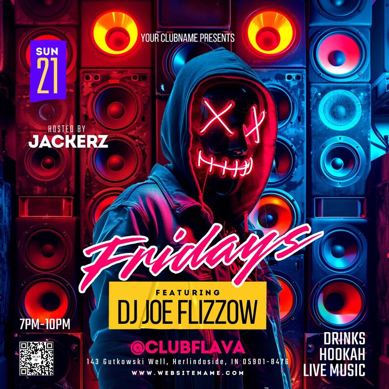 DJ Party Flyer Template - Club Event Poster - Nightclub Music Event ...