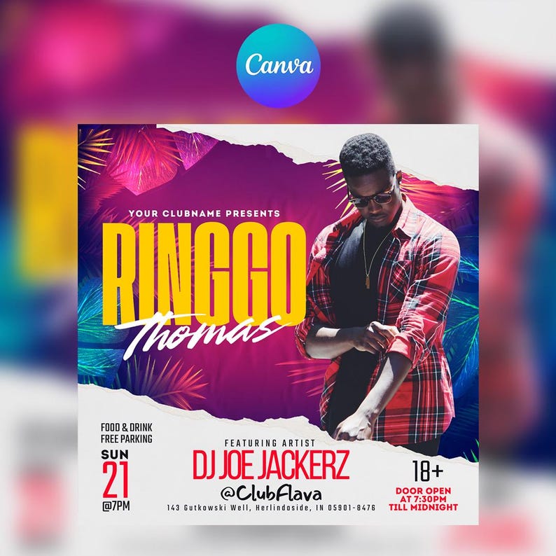 Editable Club Flyer Template for Canva, DIY Event Flyer, Party Flyer ...