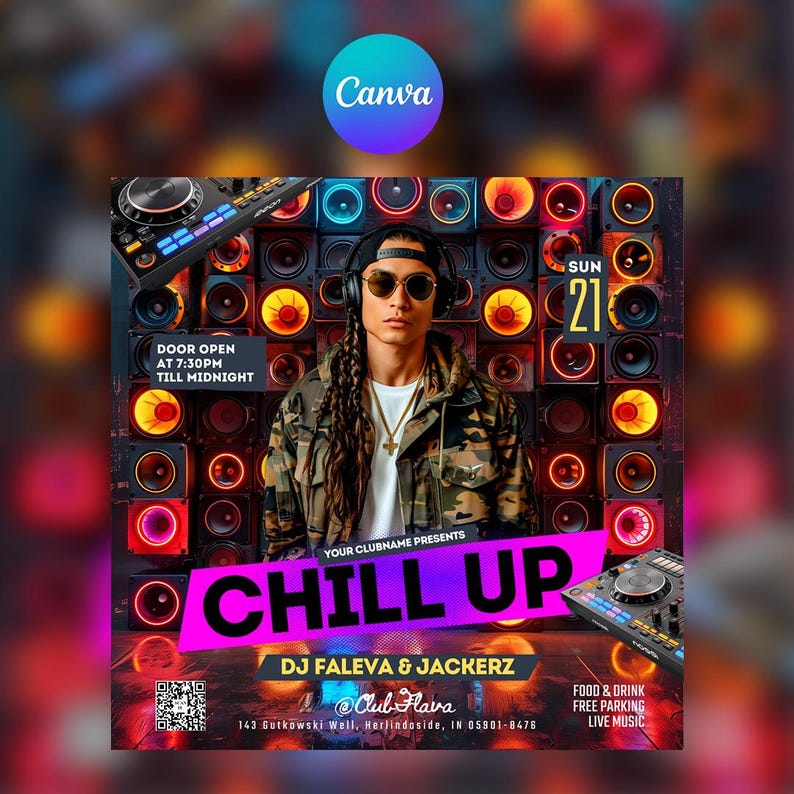 DJ Party Flyer Template - Club Event Poster - Nightclub Music Event ...