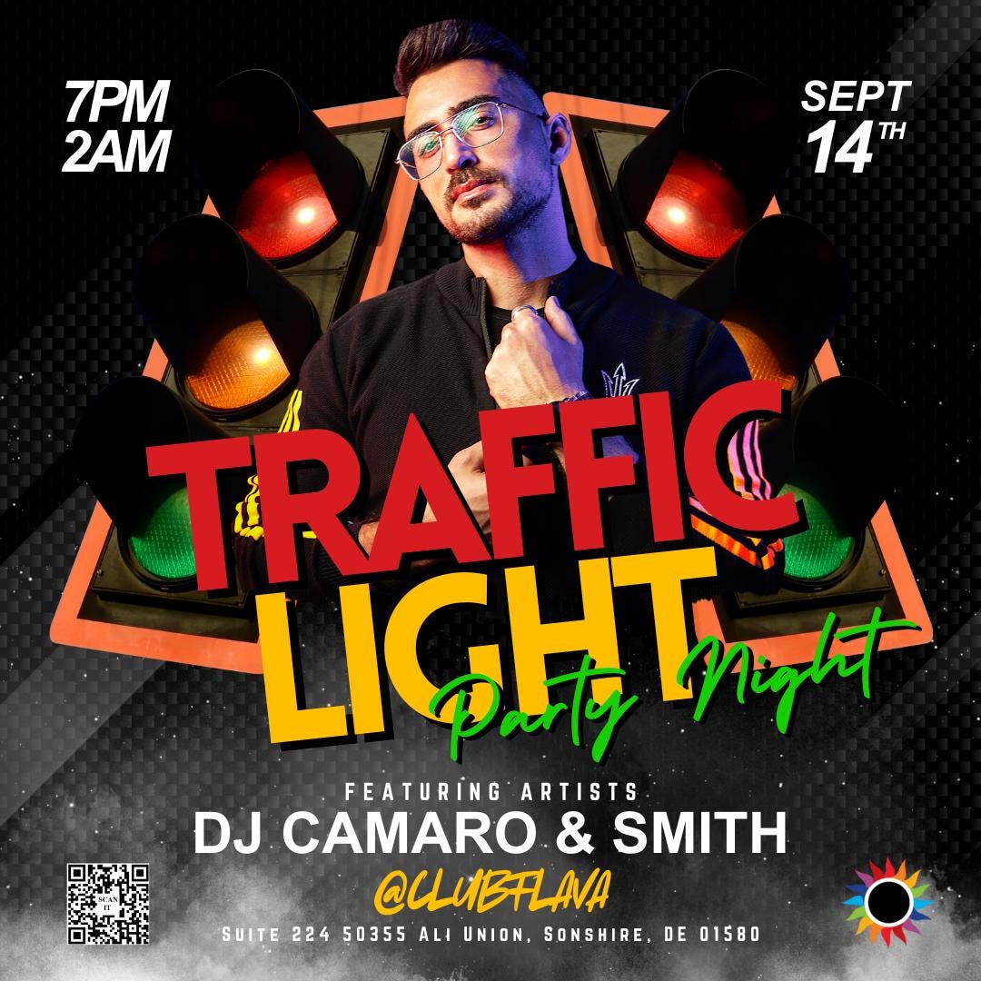 Traffic Light Party Flyer | Club Event Invitation | Editable Canva ...