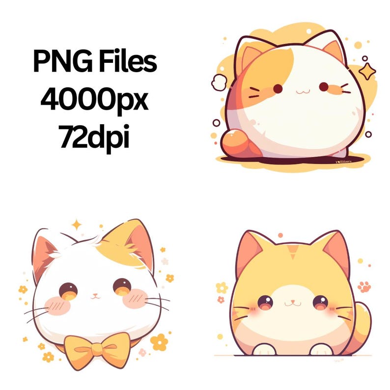 Cute Kawaii Cats, Cats Clipart, Cat Cartoon, Kawaii Cats Illustration ...