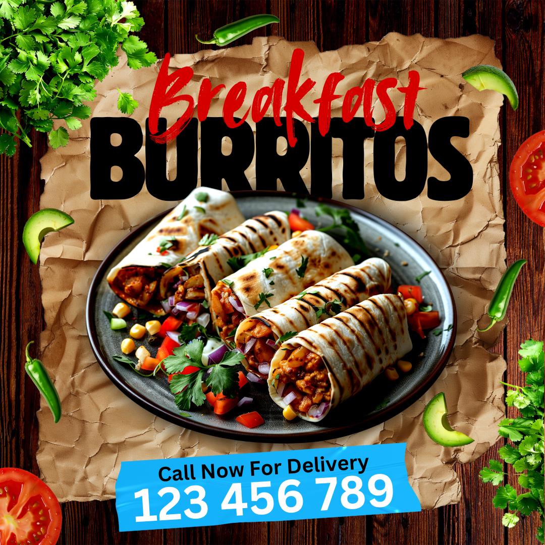 Burritos Social Media Flyer Template, Instagram Post Design, Editable ...