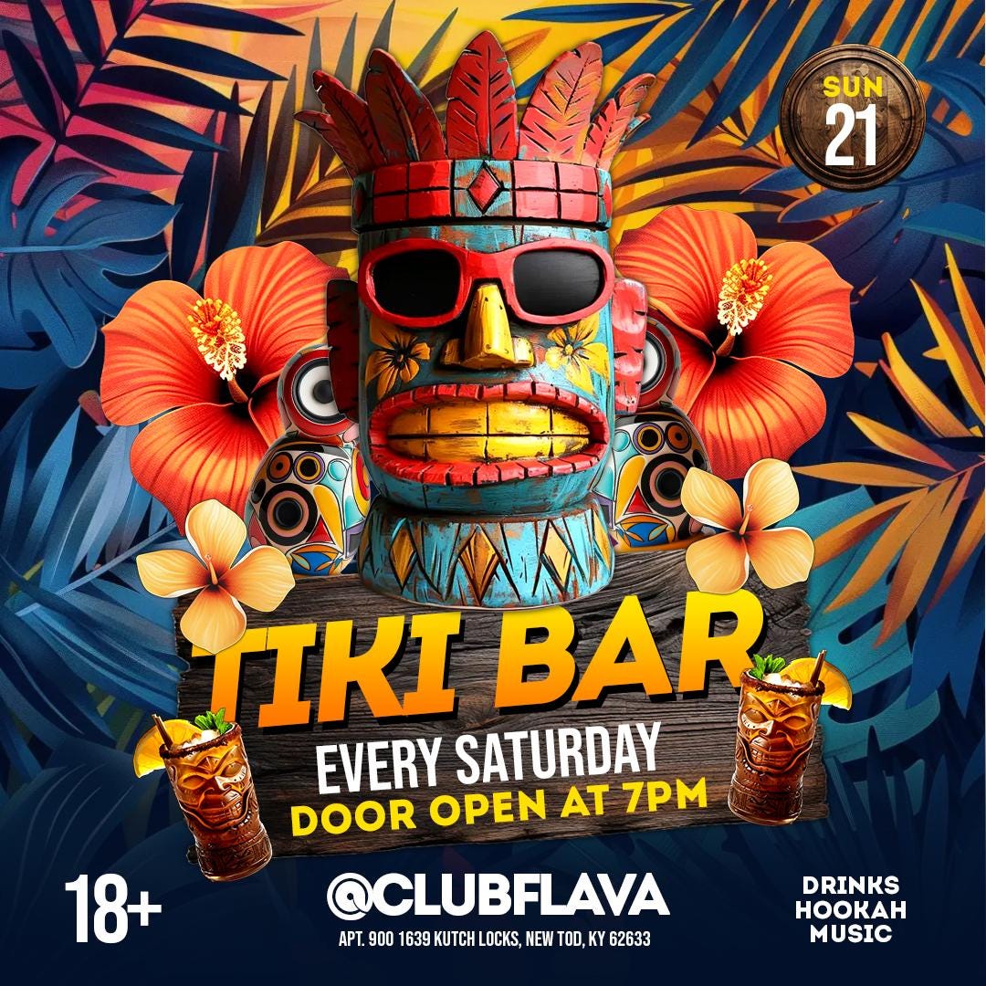 Editable Club Flyer Template for Photoshop, Tiki Bar Flyer, DIY Event ...