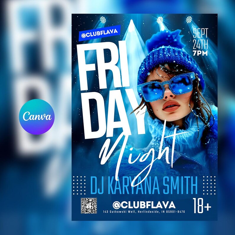 DJ Party Flyer Template - Club Event Poster - Nightclub Music Event ...