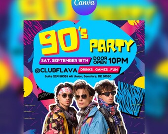 90s Throwback Party Flyer | Retro Hip-hop Event Invitation | Editable ...