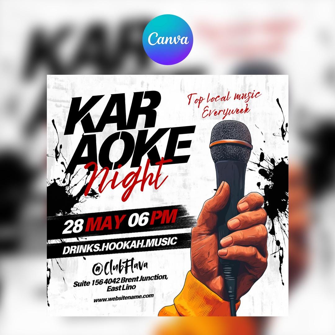 Editable Karaoke Flyer Template for Canva, DIY Event Flyer, Karaoke ...