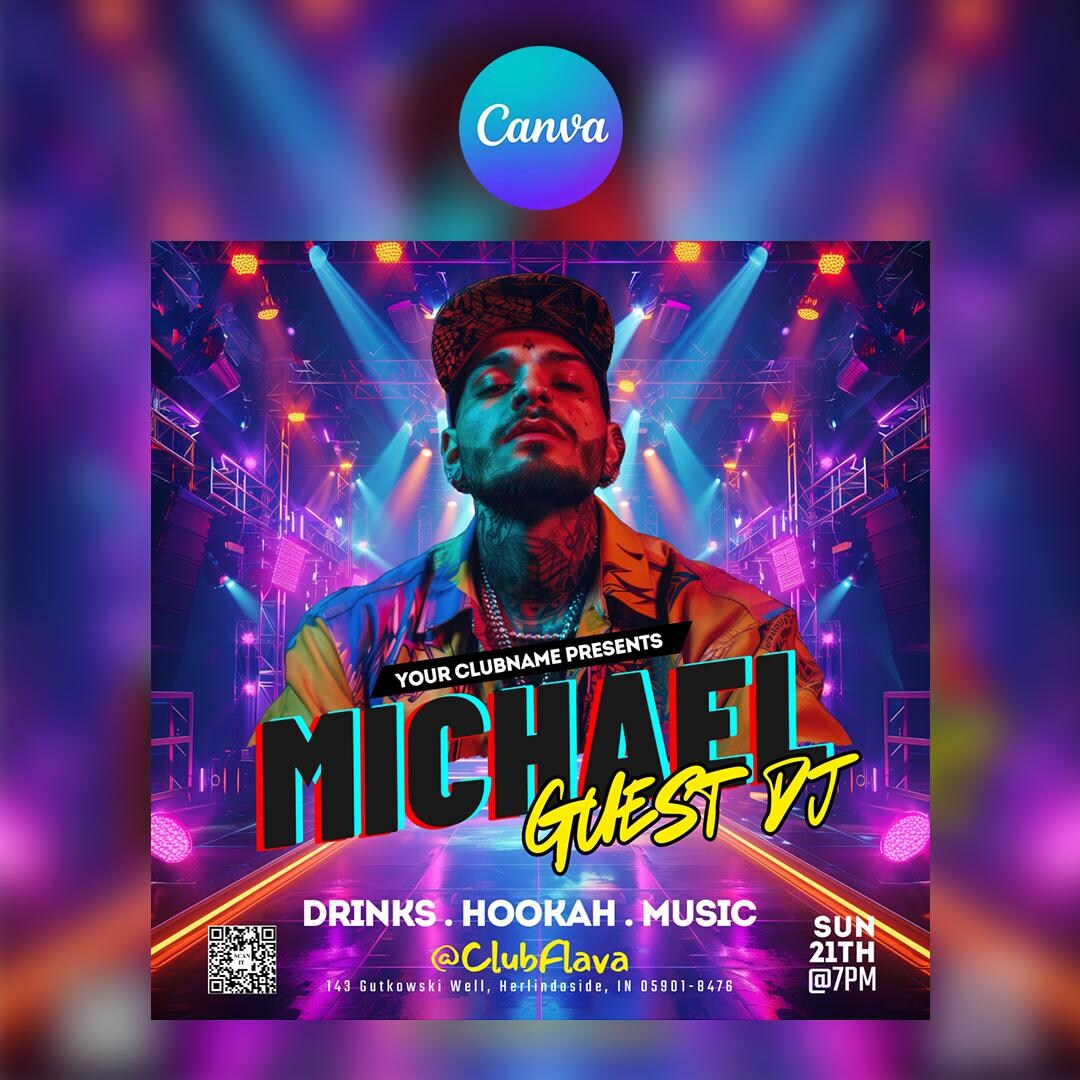DJ Party Flyer Template - Club Event Poster - Nightclub Music Event ...