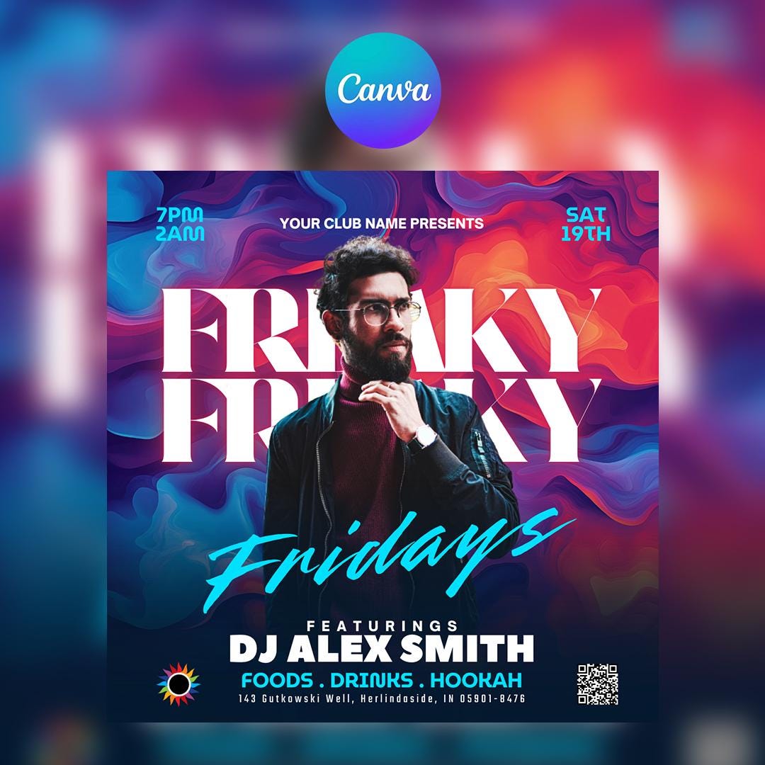 DJ Party Flyer Template - Club Event Poster - Nightclub Music Event ...