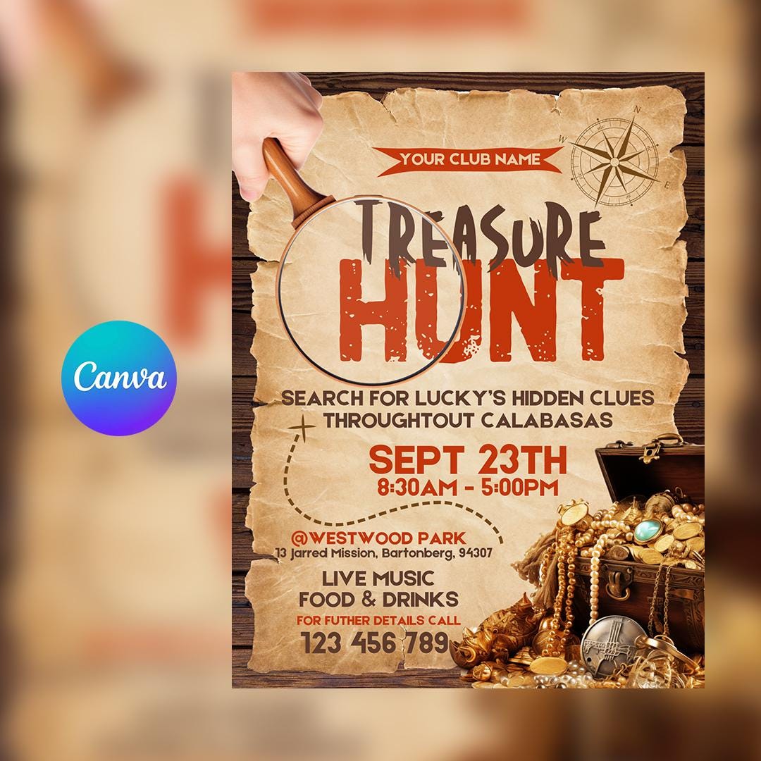 Editable Treasure Hunt Flyer Template, Treasure Hunt Flyer, Outdoor ...