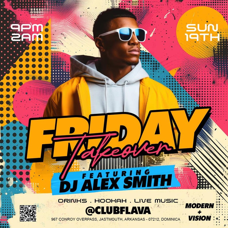 Editable Club Flyer, DIY Event Flyer, Party Flyer, DJ Party Invite for ...