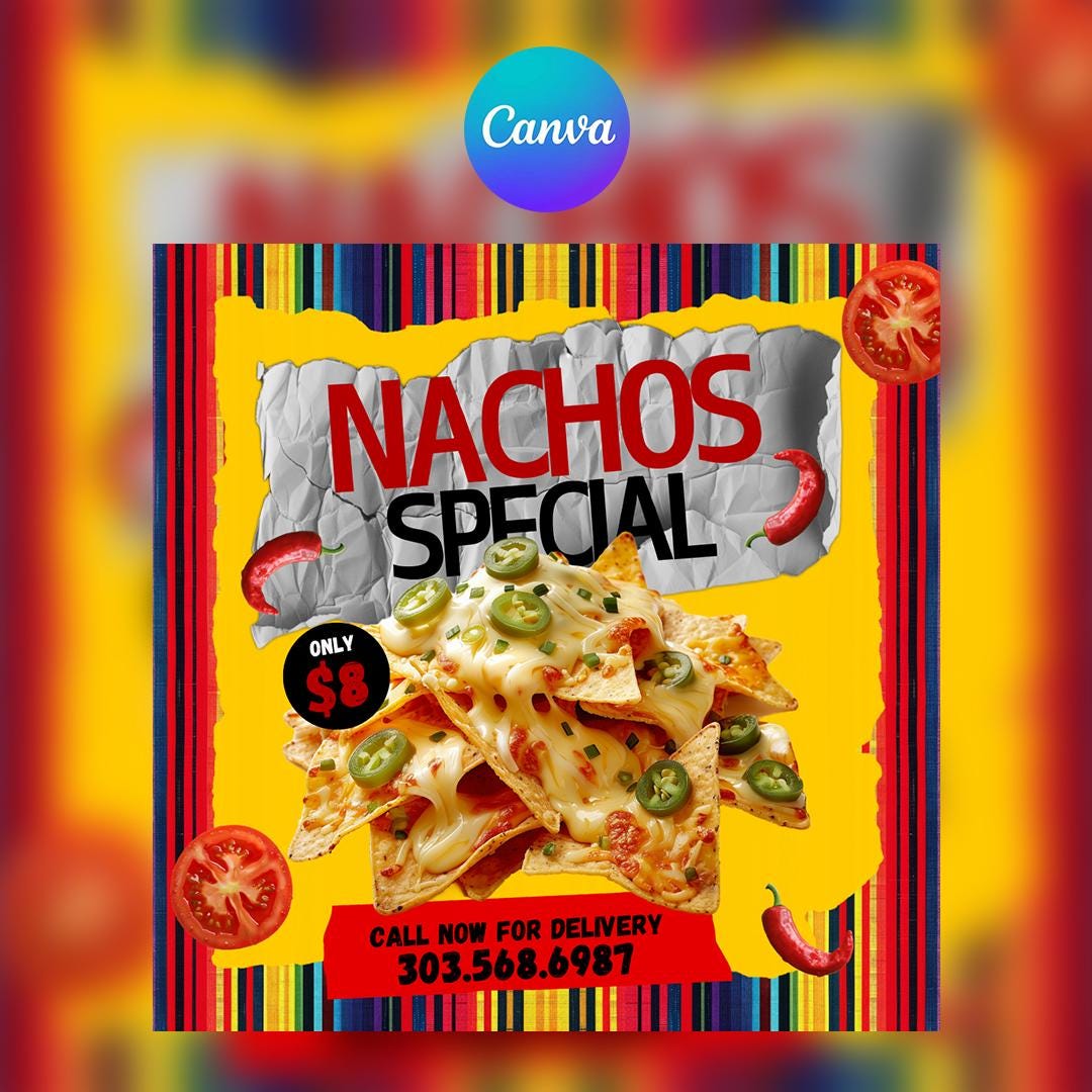 Mexican Food Flyer, Nacho Promotion, Nachos Event Flyer, Party ...