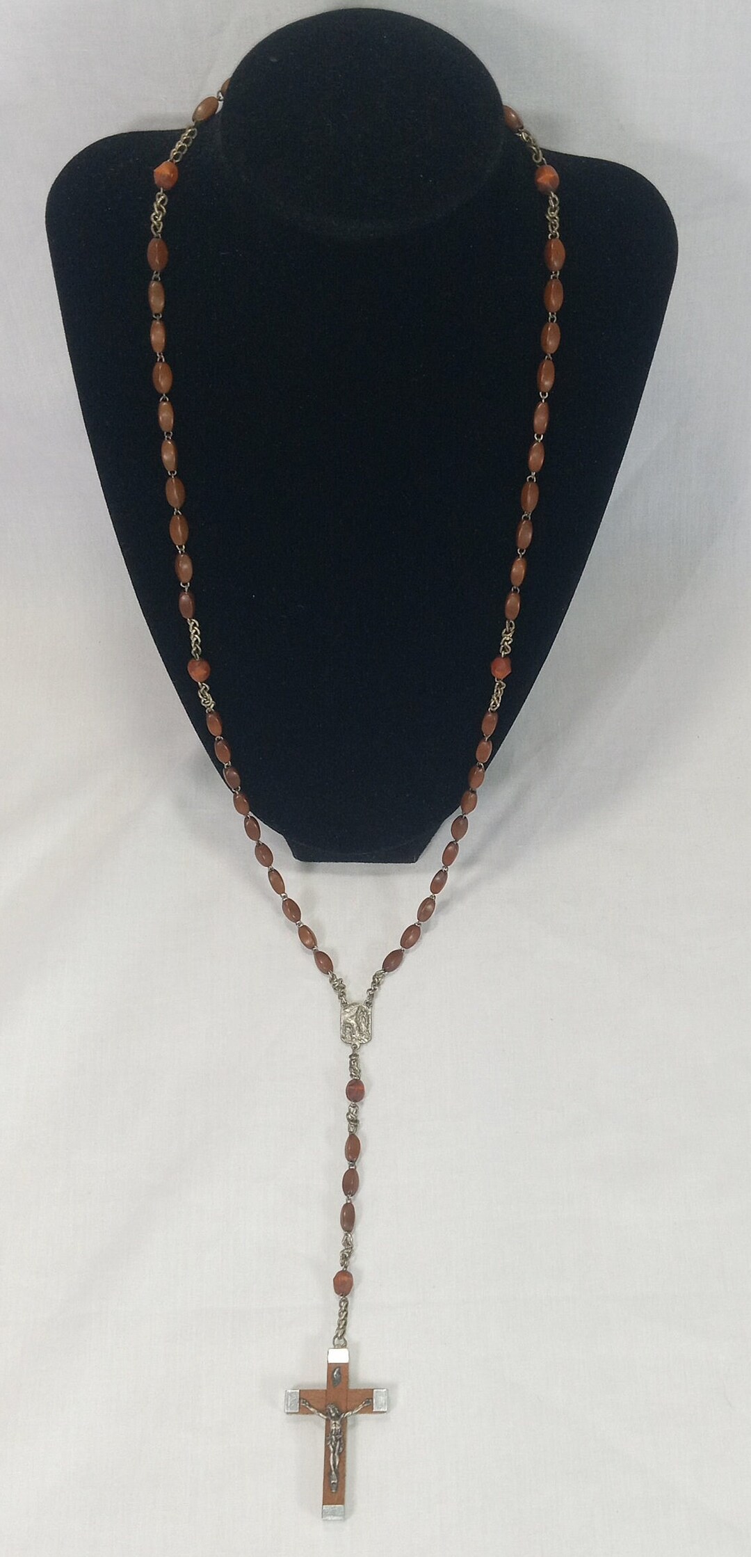 Lourdes Pat. Pending France Wood and Metal Catholic Crucifix Rosary ...