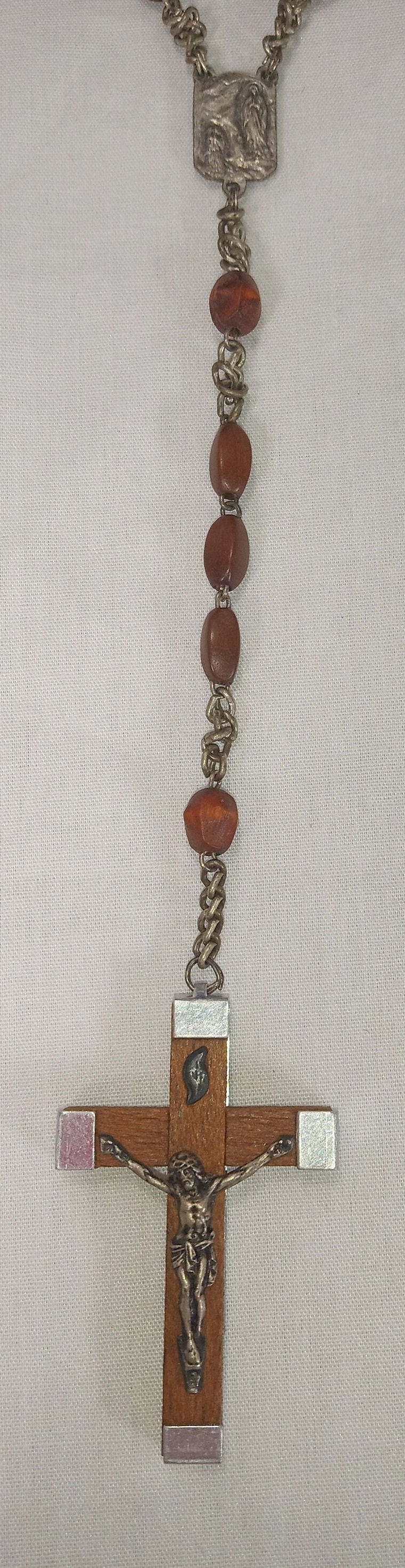Lourdes Pat. Pending France Wood and Metal Catholic Crucifix Rosary ...