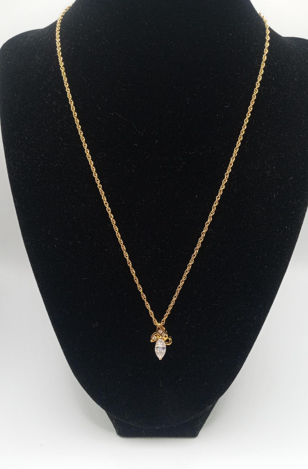 Joseph Cleary Gold Tone Clear Stone Pendant Necklace 1950'S Signed JC ...