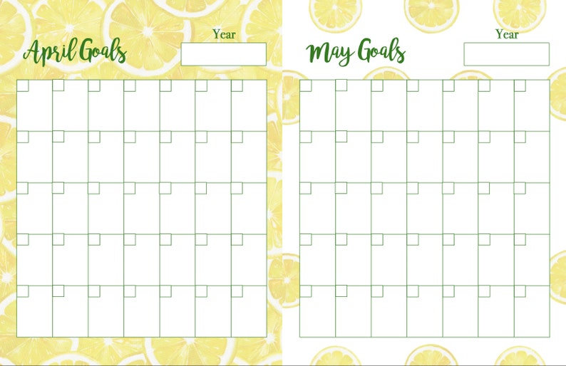 Lemony Undated Monthly Planner - Etsy