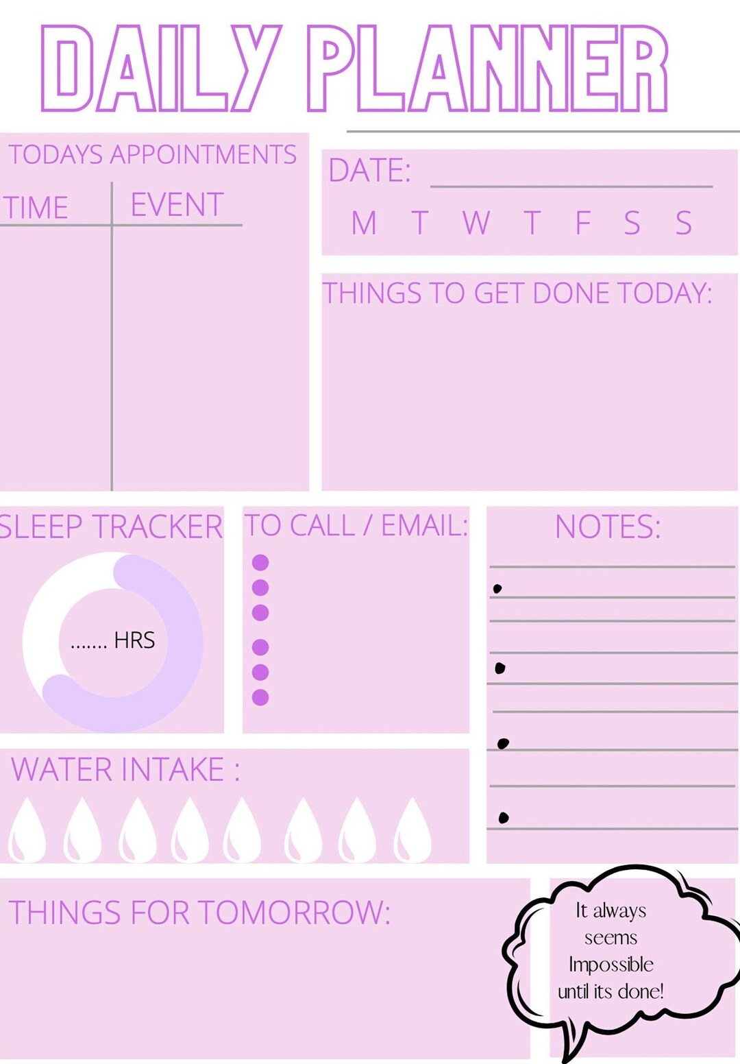 Pink Daily Planner - Etsy