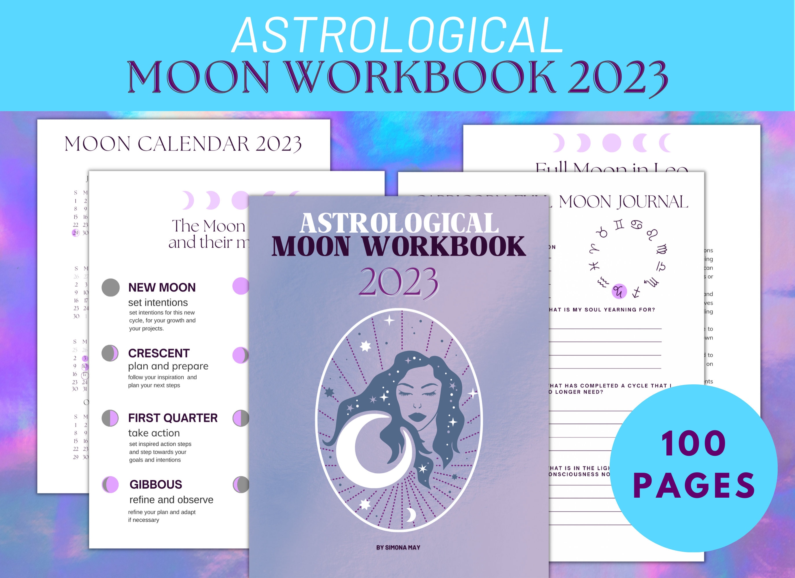 2023 Moon Journal / Moon Planner / Moon Phase Journal Download / Moon ...