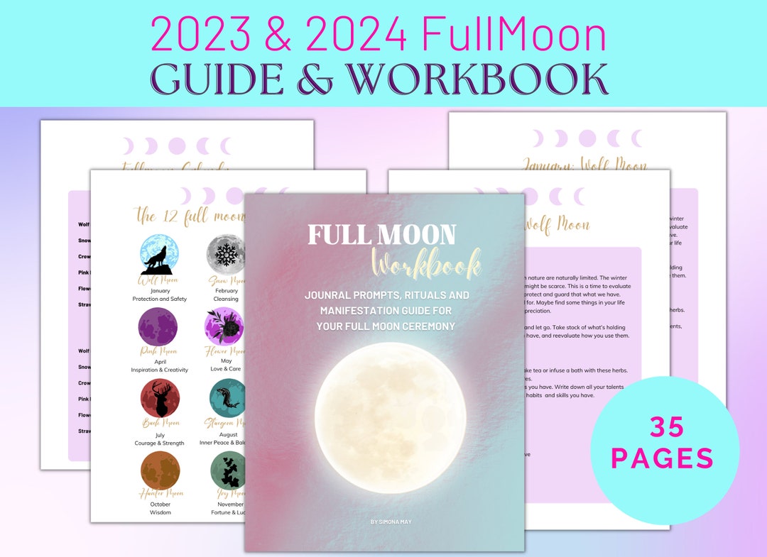 2023 and 2024 Moon Journal Workbook / Moon Planner Download / Moon ...
