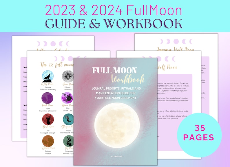 2023 and 2024 Moon Journal Workbook / Moon Planner Download / Moon ...