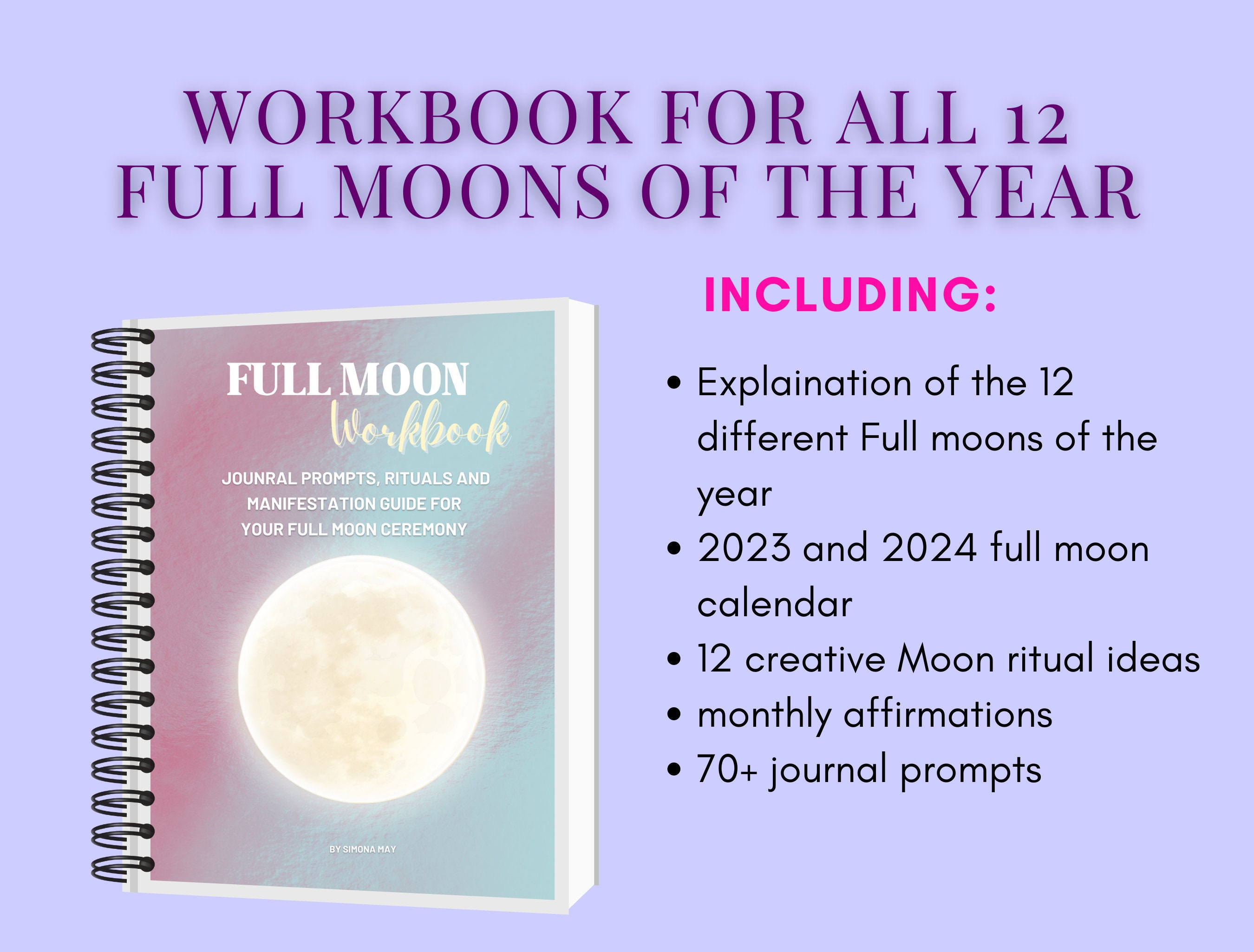 2023 and 2024 Moon Journal Workbook / Moon Planner Download / Moon ...