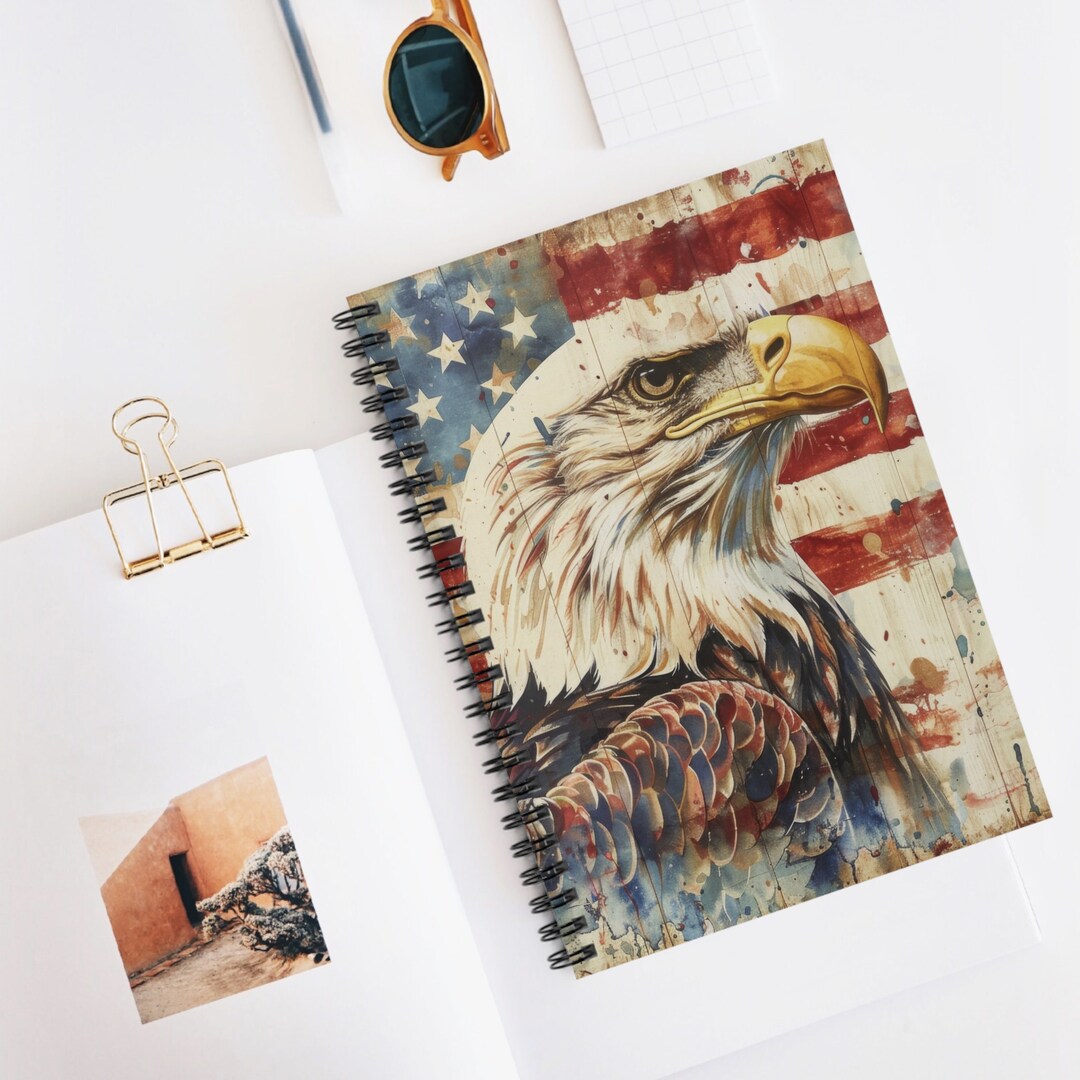 American Flag Notebook With Bald Eagle, Patriotic Notebook, Journal ...