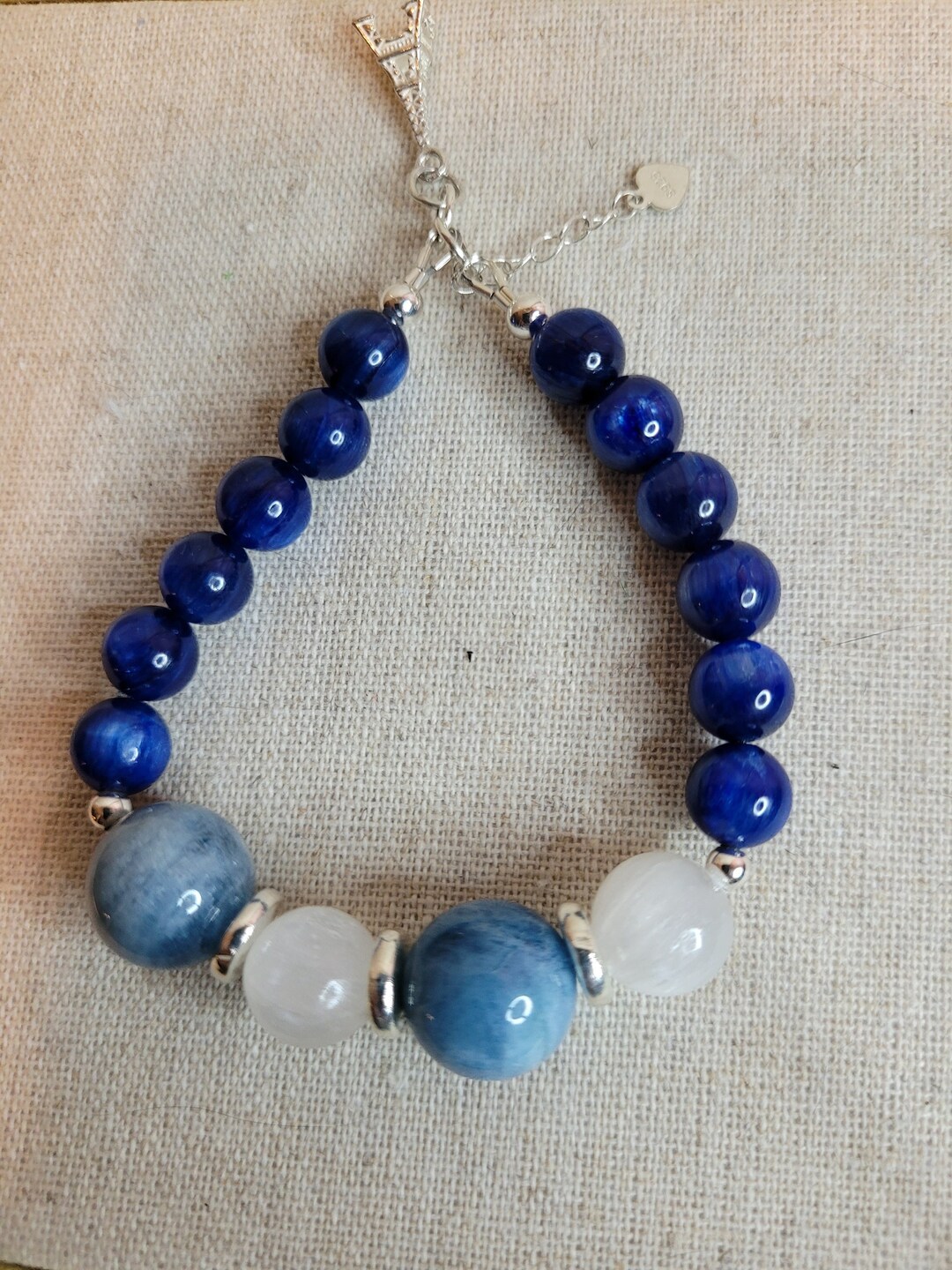 Blue Kyanite Bracelet,biotite Bracelet, Selenite,sterling Silver ...