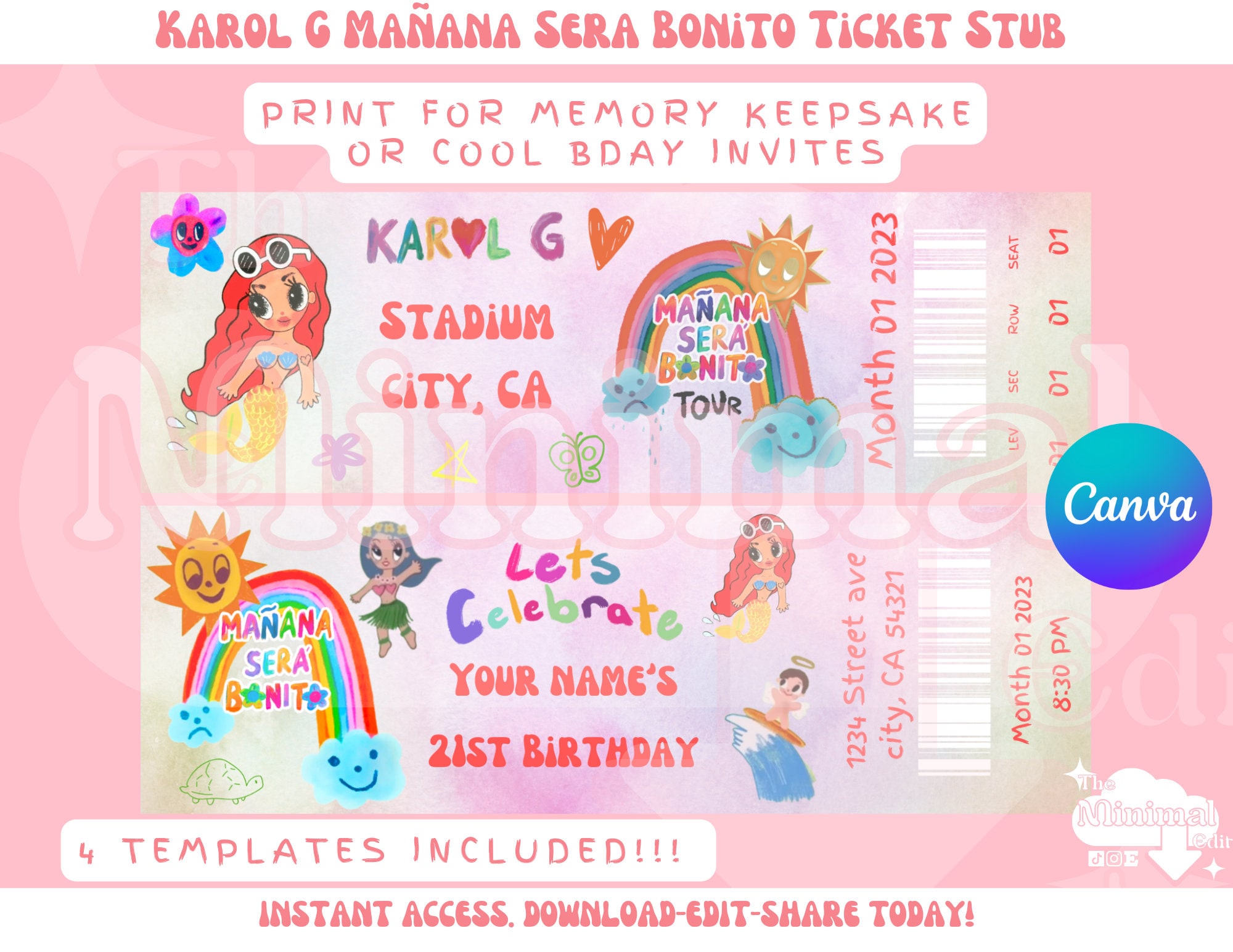 Karol G Mañana Sera Bonito Ticket Stub Invitations - Etsy