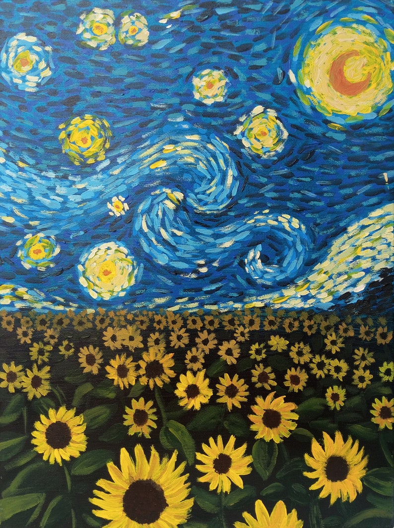 Starry Night X Sunflowers Field - Etsy