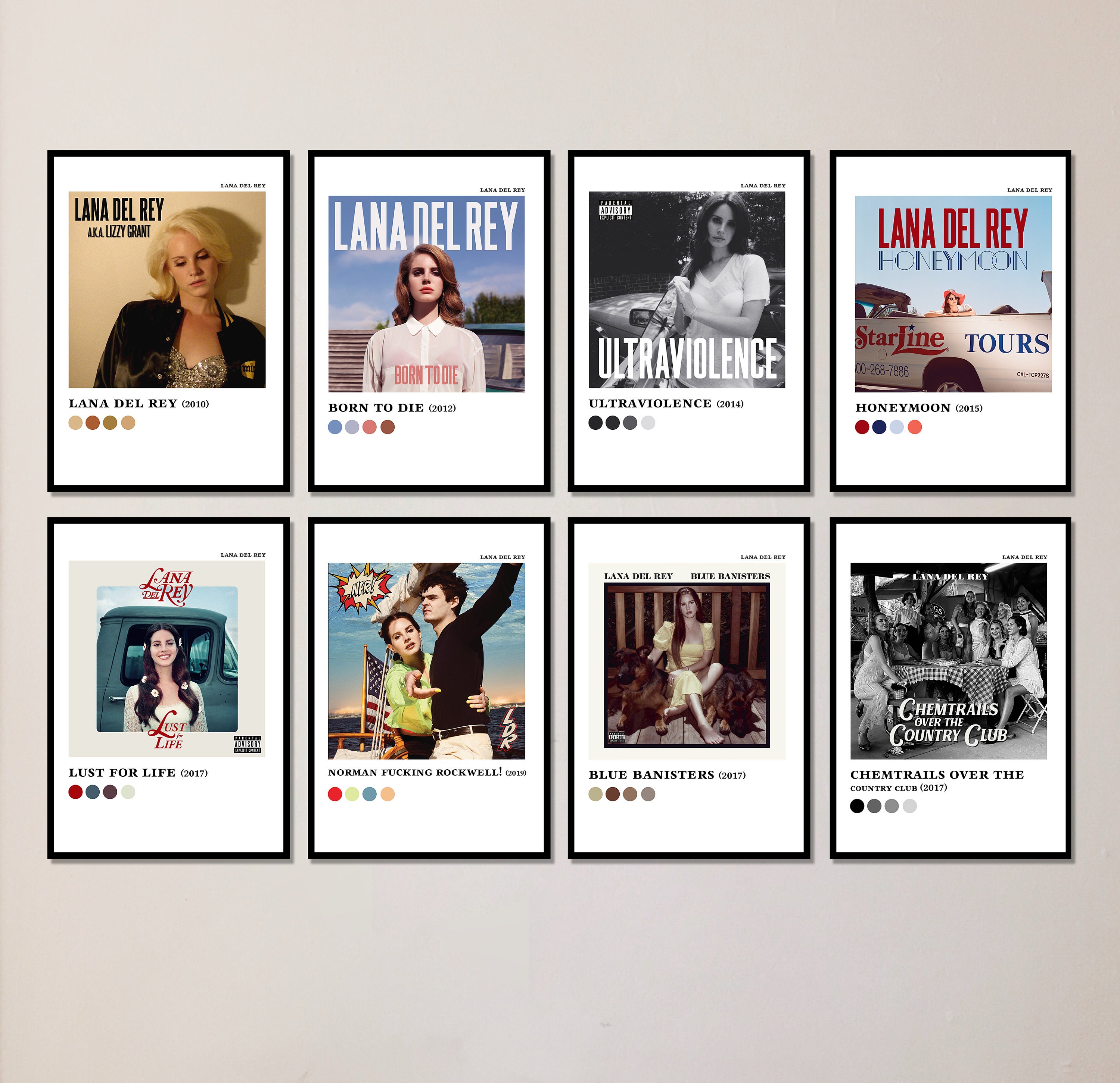 LANA DEL REY Music Album Discography Aesthetic Colour Pallette Posters ... LANA DEL REY Music Album Discography Aesthetic Colour Pallette Posters ...