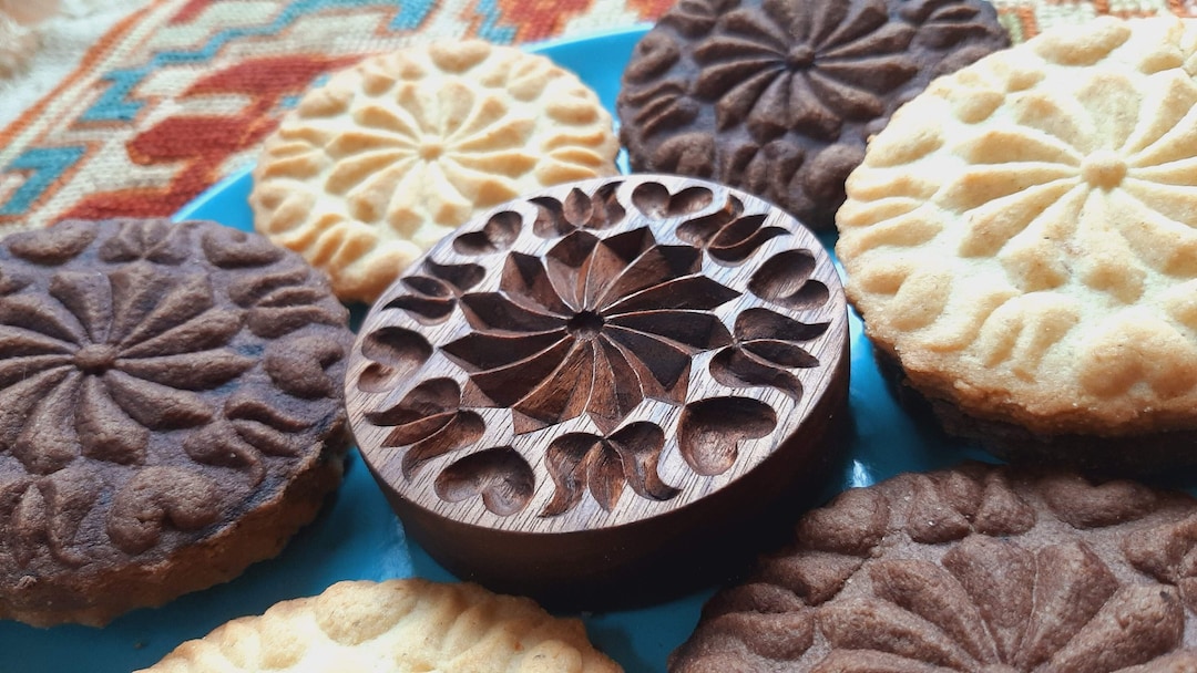 Hand Carved Walnut Wood Cookie Mold, Springerle Mold, Gingerbread Mold ...