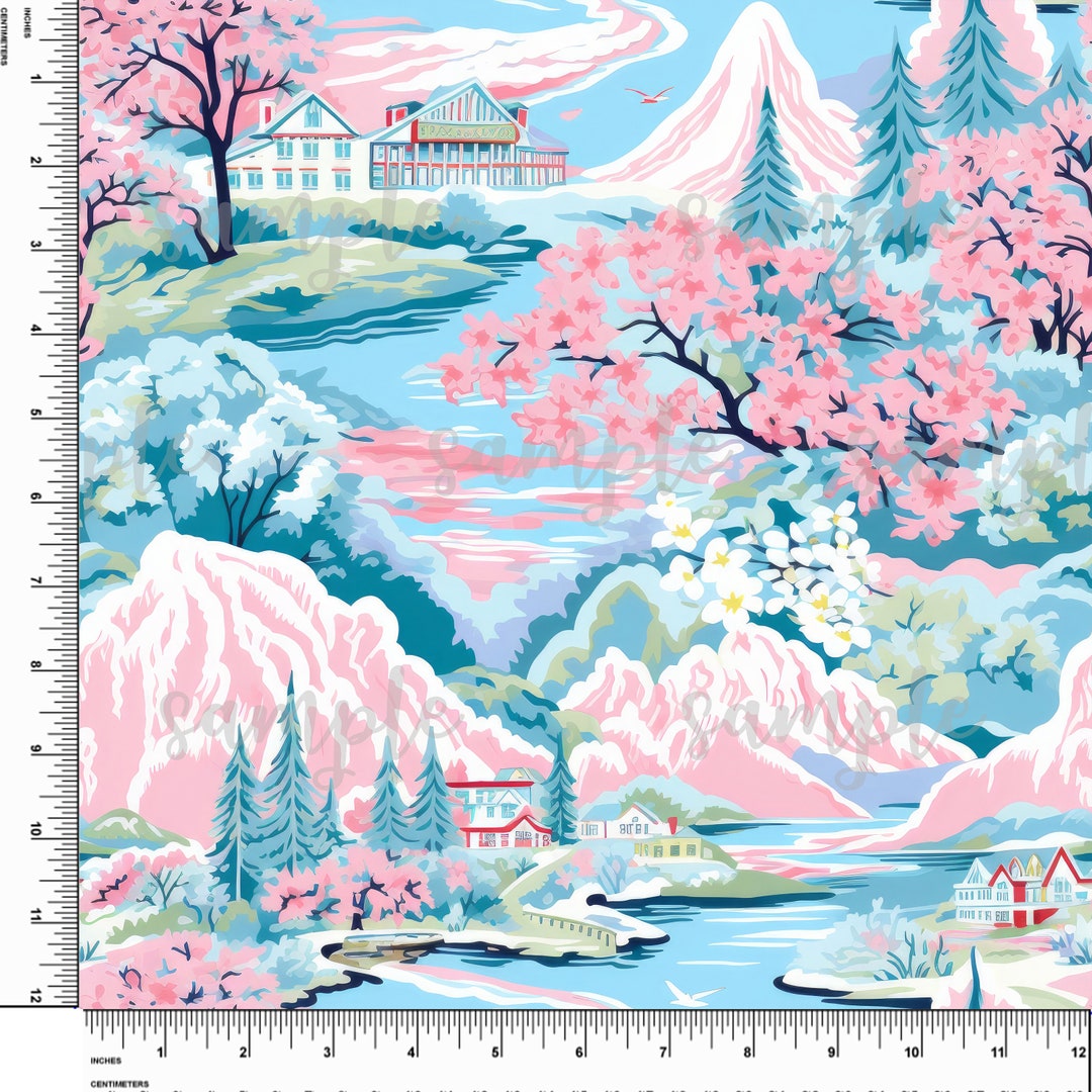Sakura Trees, Blue, Pink. Preppy Theme. Scenery. Lilly P Inspired ...