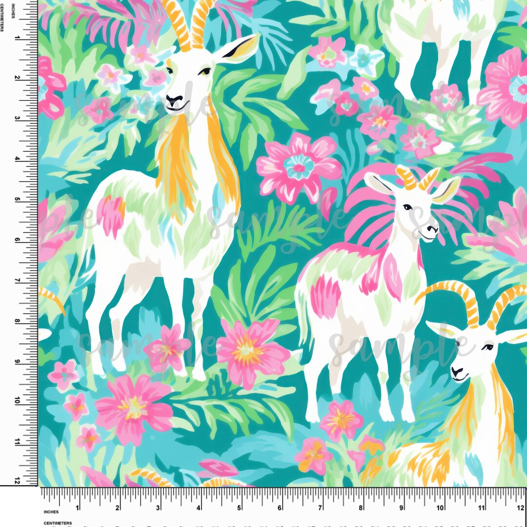 Farm Animals, Flowers, Goat. Preppy Theme. Lilly P Inspired. Printed ...