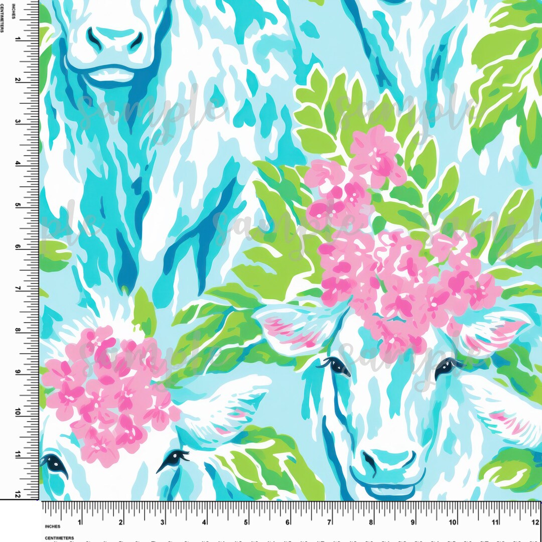 Farm Animals, Flowers, Cow. Preppy Theme. Lilly P Inspired. Printed ...
