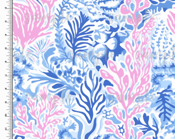 Coral Reef, Blue, Water. Preppy Theme. Ocean. Lilly P Inspired.printed ...