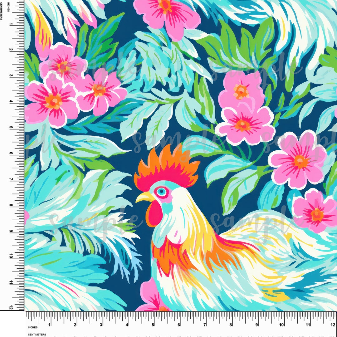 Farm Chicken, Flowers, Rooster. Preppy Theme. Lilly P Inspired. Printed ...