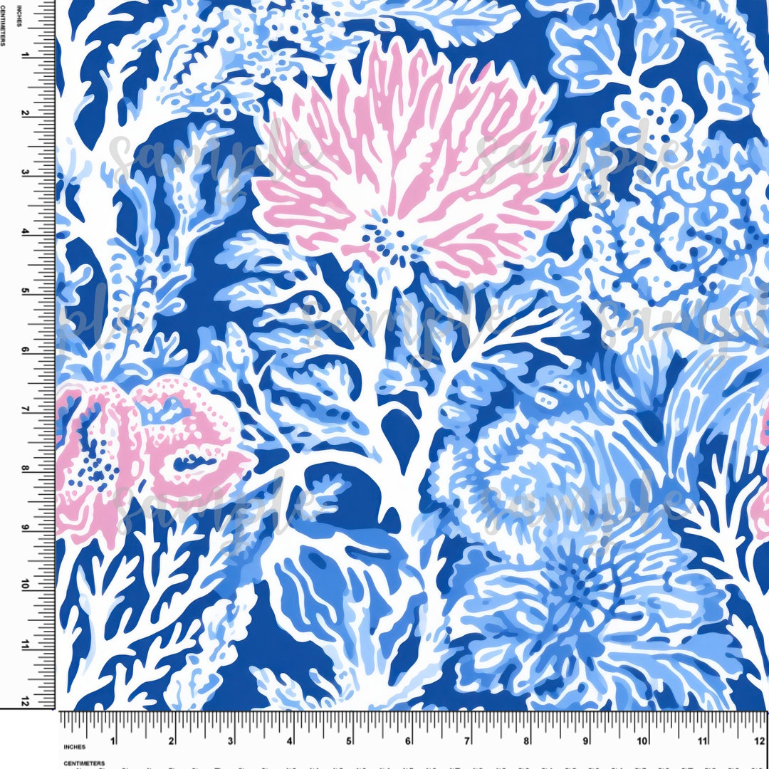 Coral Reef, Blue. Preppy. Ocean. Palm Beach. Lilly P Inspired. Printed ...