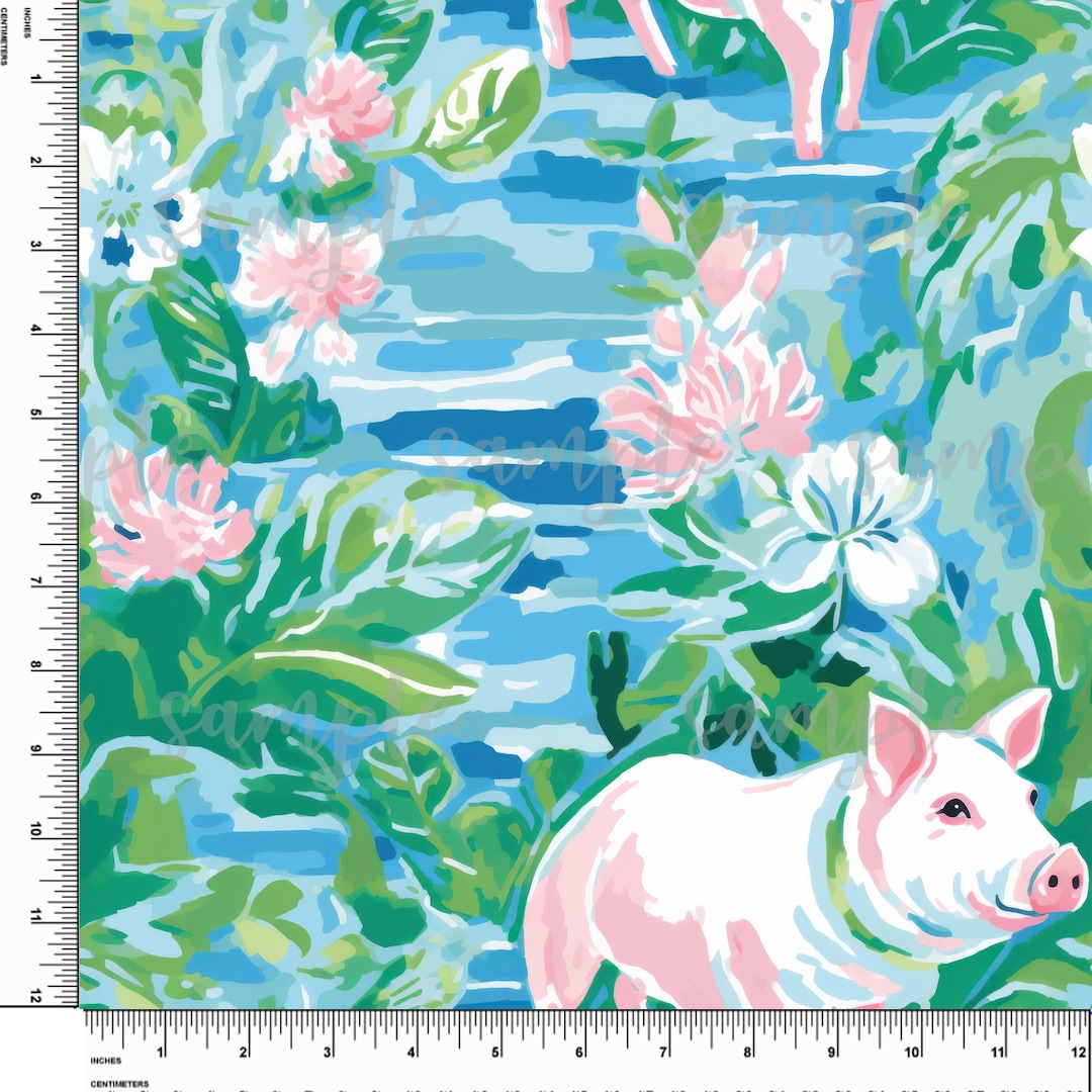 Farm Animals, Flowers, Pig. Preppy Theme. Lilly P Inspired. Printed ...