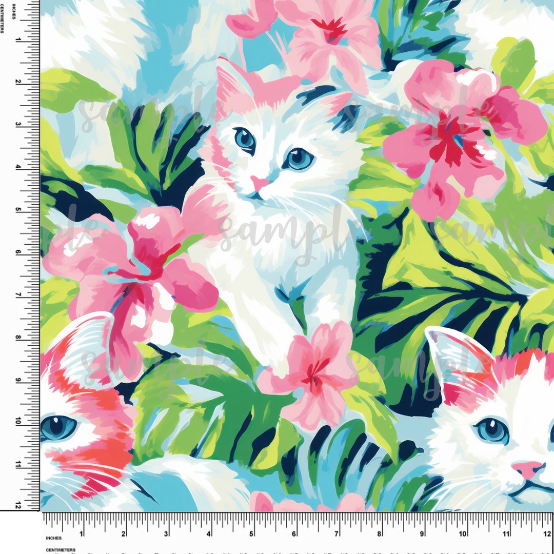 Cute, Plants, Cats. Preppy Theme. Kitten. Lilly P Inspired. Printed ...