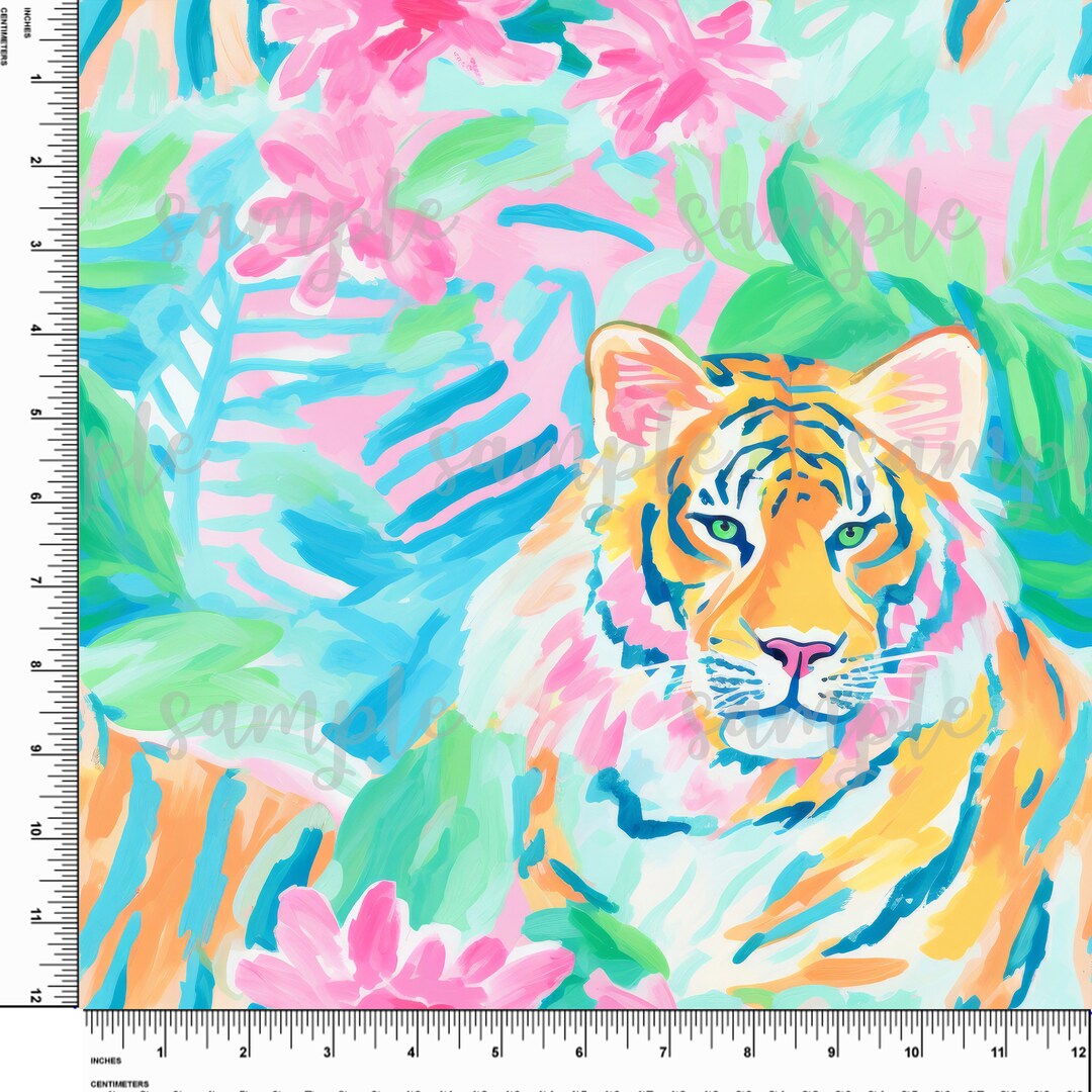 Tiger, Jungle, Plants. Preppy Theme. Animals. Lilly P Inspired. Printed ...