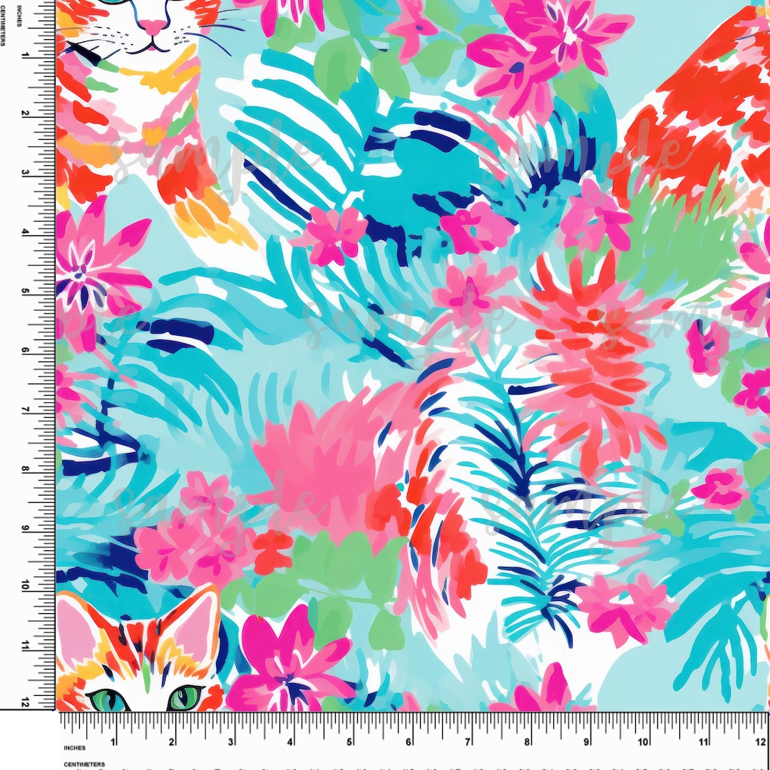 Bright, Colorful, Cats. Preppy Theme. Kitten. Lilly P Inspired. Printed ...