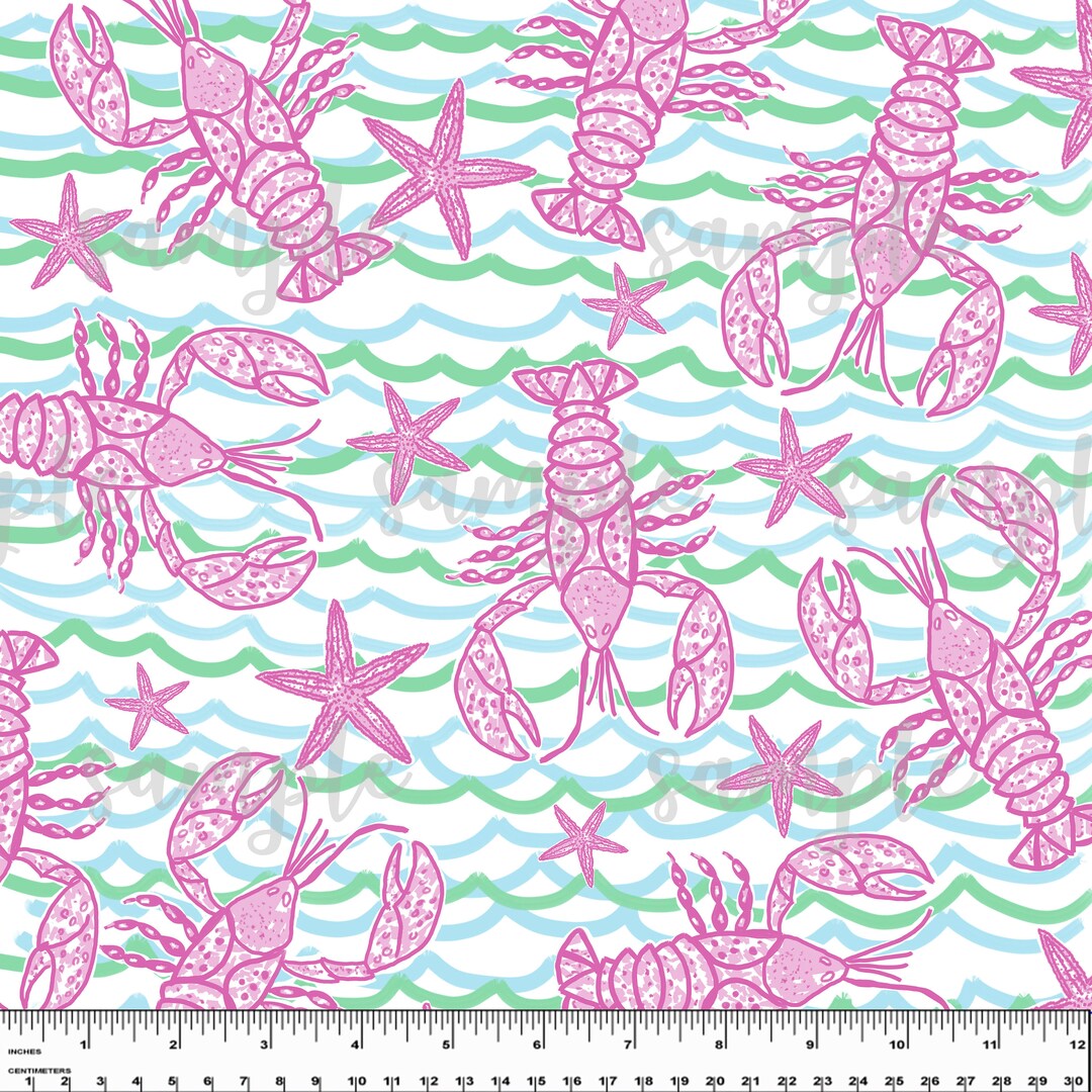 Lobsters. Preppy Theme. Palm Beach. Lilly P Inspired. Printed Pattern ...