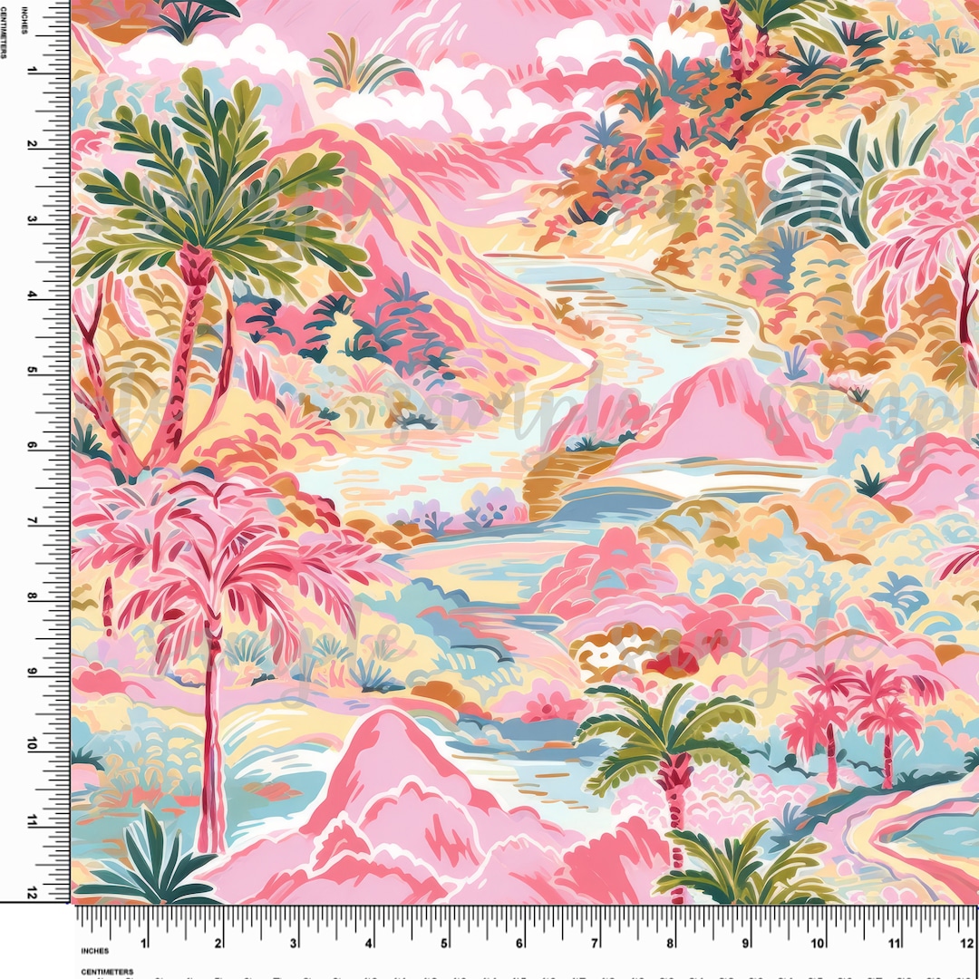 Pink, Plants, Jungle. Preppy Theme. Scenery. Lilly P Inspired. Printed ...