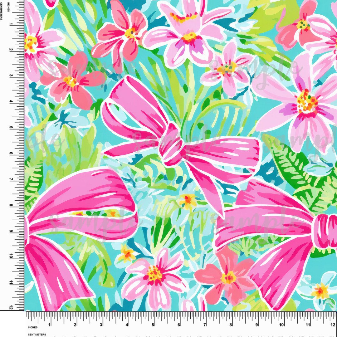 Bows, Floral, Flowers. Preppy Theme. Lilly P Inspired. Printed Pattern ...
