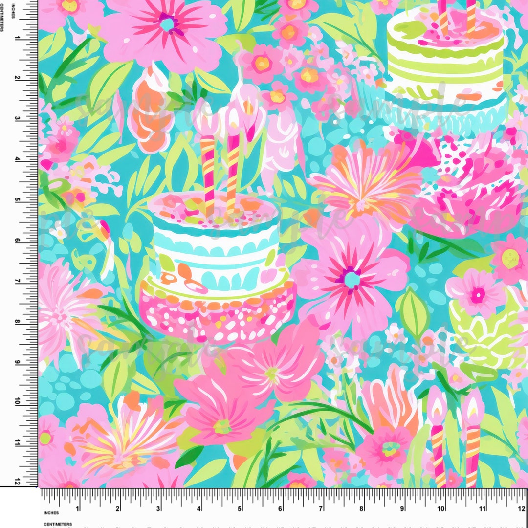 Birthday, Pink, Flowers. Preppy Theme. Party. Lilly P Inspired. Printed ...