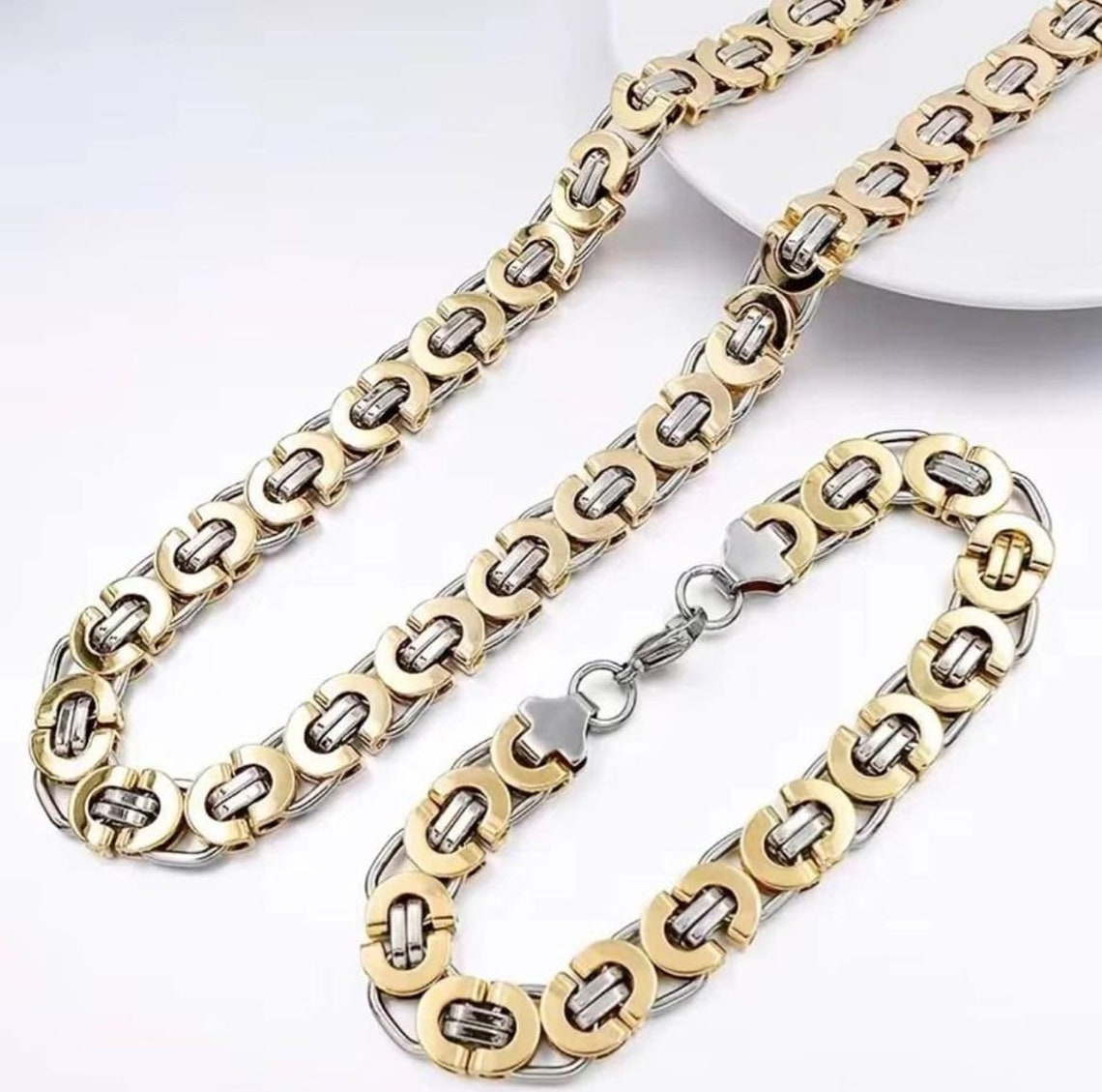 Classic Stainless Steel Men Jewelry Set - Etsy