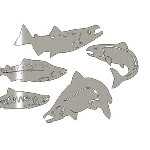 5 Large Salmon .DXF Files // Metal Salmon Set // Metal Salmon // Steel ...