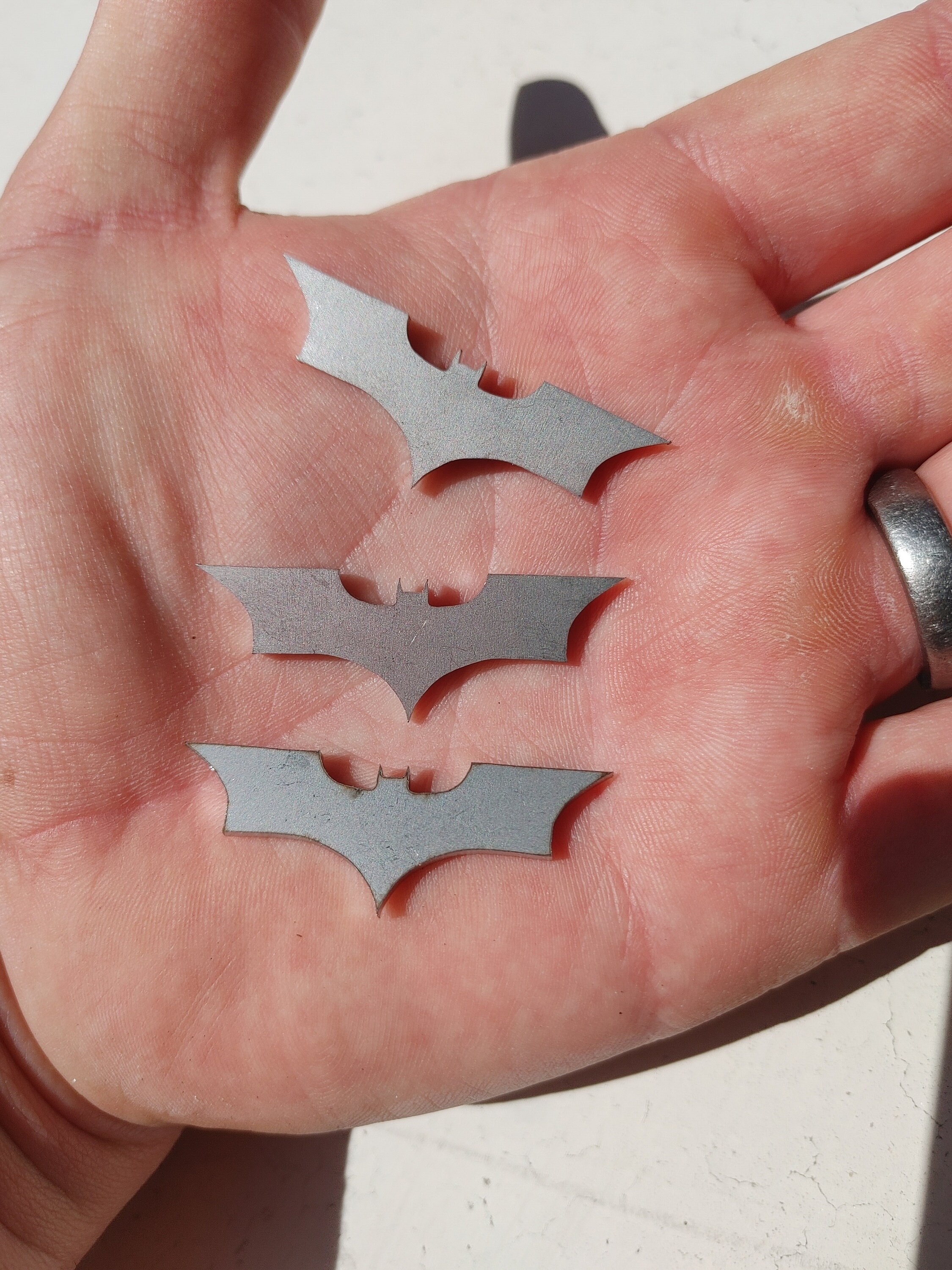 Mini Metal Batarangs X 3 // Stainless Steel and Titanium // - Etsy