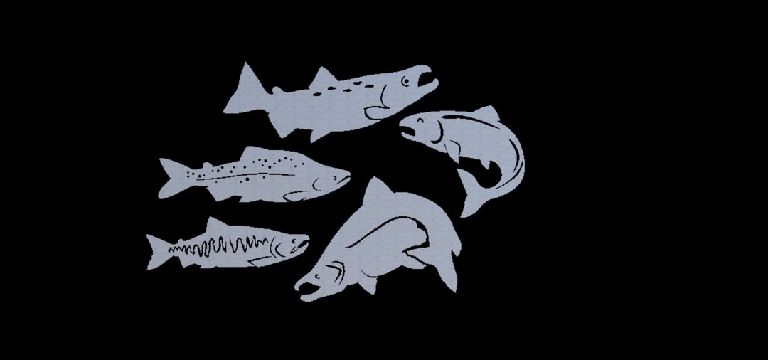 5 Large Salmon .DXF Files // Metal Salmon Set // Metal Salmon // Steel ...